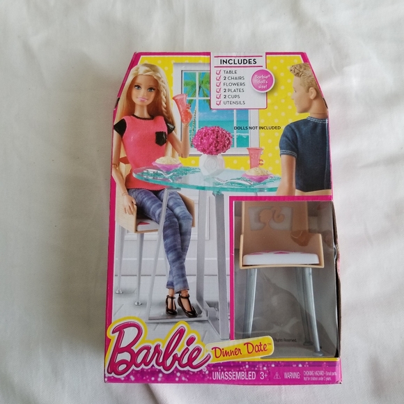 Barbie | Other | Barbie Dinner Date Table Chair Place Setting New ...